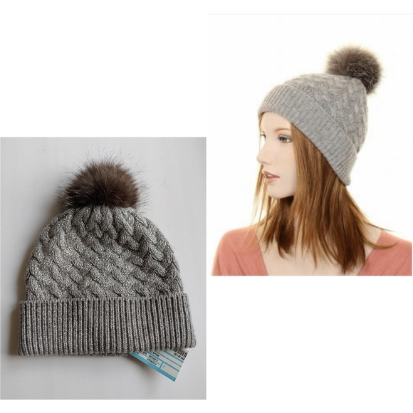 Mitchie's | Accessories | Nwt Mitchies Wool Knit Hat With Fox Pom ...